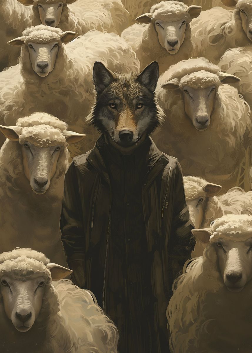 'Dressed Wolf Sheep Leader' Poster, picture, metal print, paint by ...