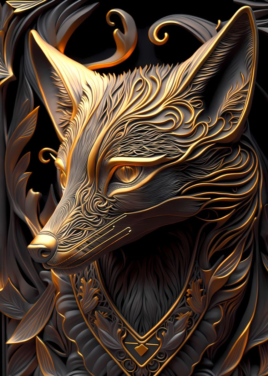 'Royal Golden Fox' Poster, picture, metal print, paint by Luong Phat ...