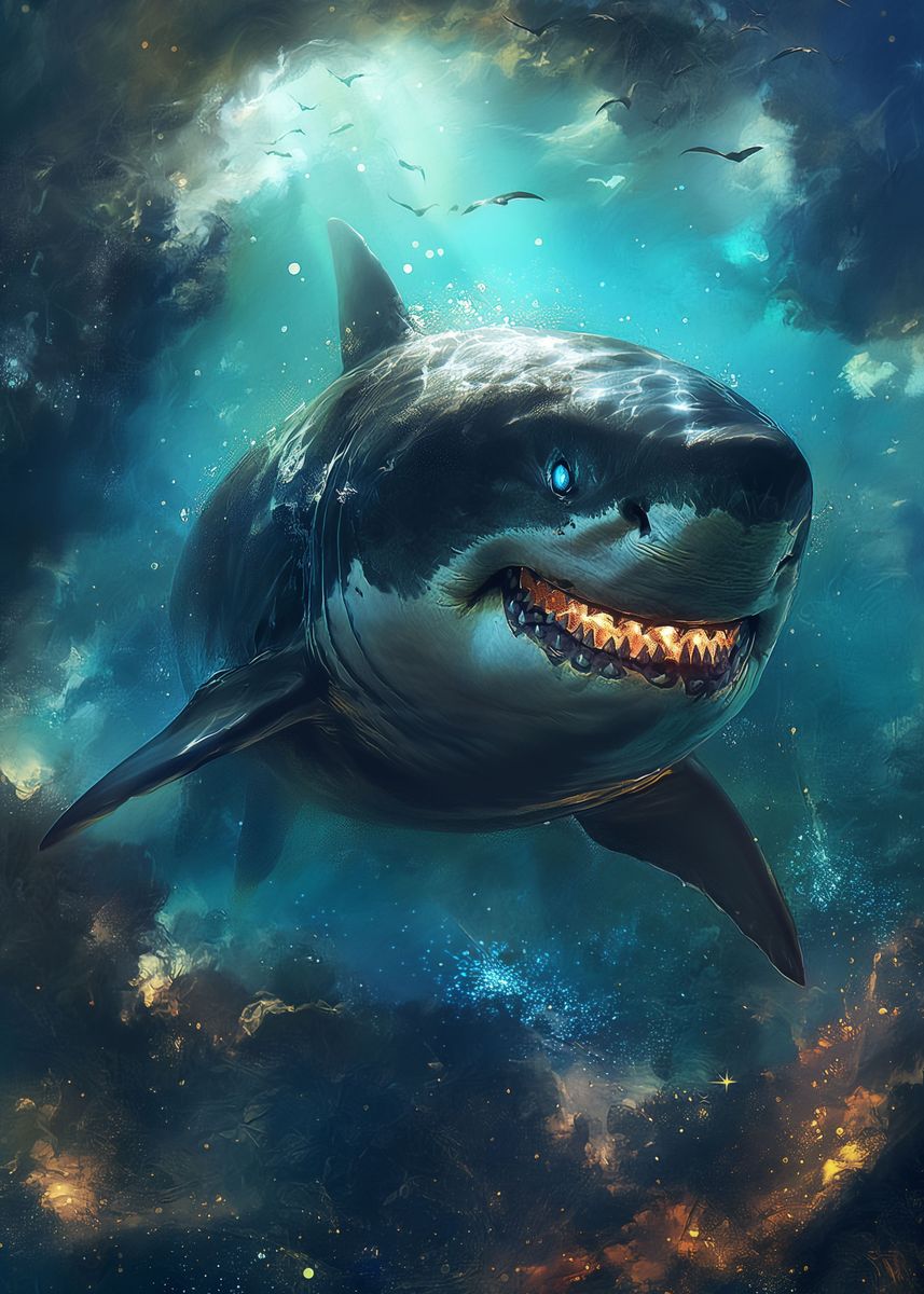 'Shar Evil Horror Scary Sea' Poster, picture, metal print, paint by ...