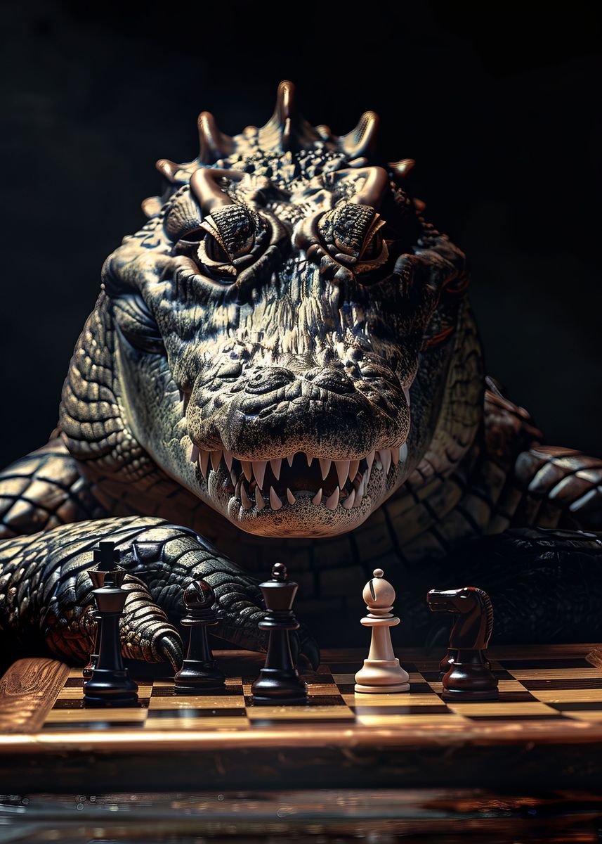 'Crocodile Chess' Poster, picture, metal print, paint by Henning ...