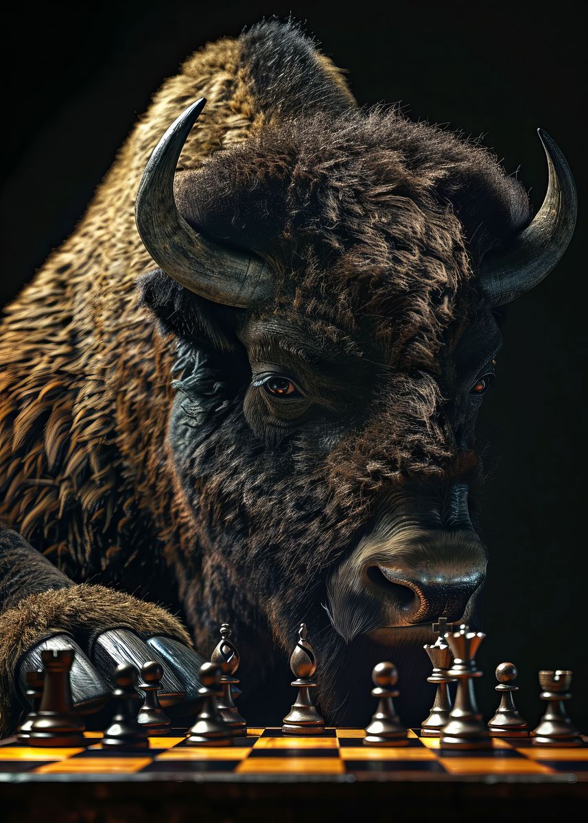 'Bison Chess' Poster, picture, metal print, paint by Henning Seiffert ...