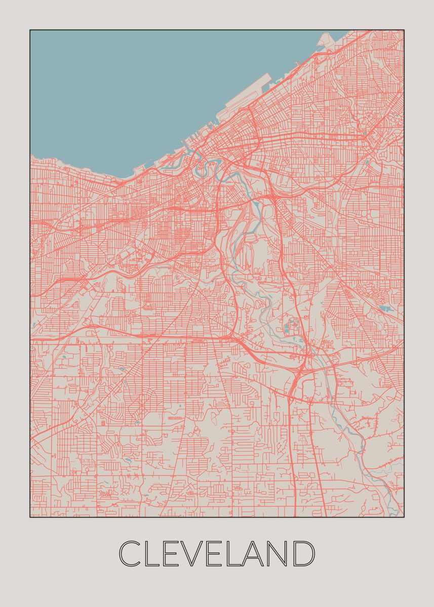 'Cleveland Vintage Map' Poster, picture, metal print, paint by dkDesign ...