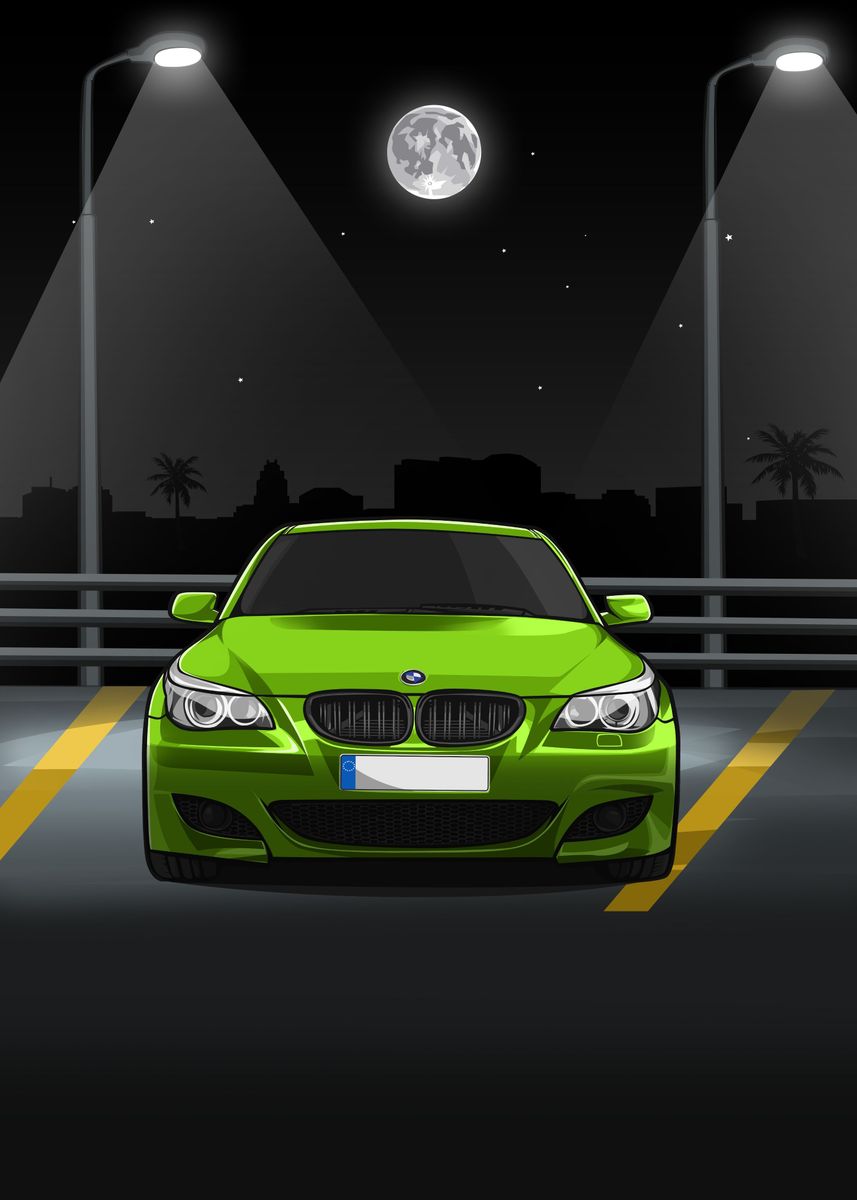 'BMW 5 Series E60 green' Poster, picture, metal print, paint by capture ...