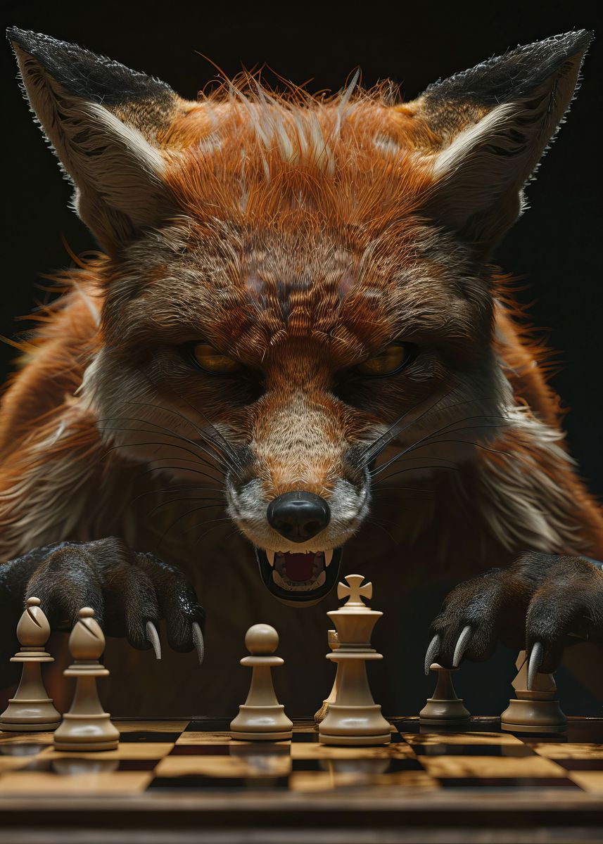 'Fox Chess' Poster, picture, metal print, paint by Henning Seiffert ...