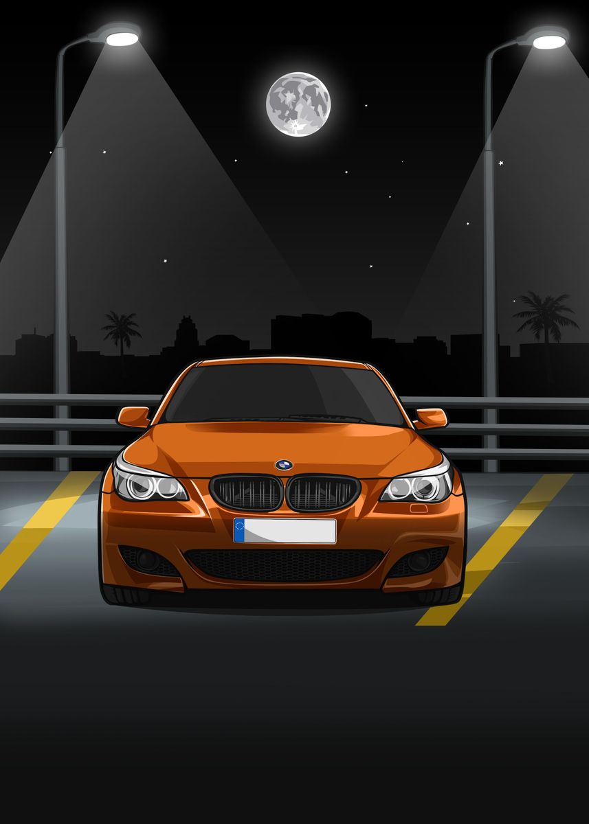 'BMW 5 Series E60 orange' Poster, picture, metal print, paint by ...