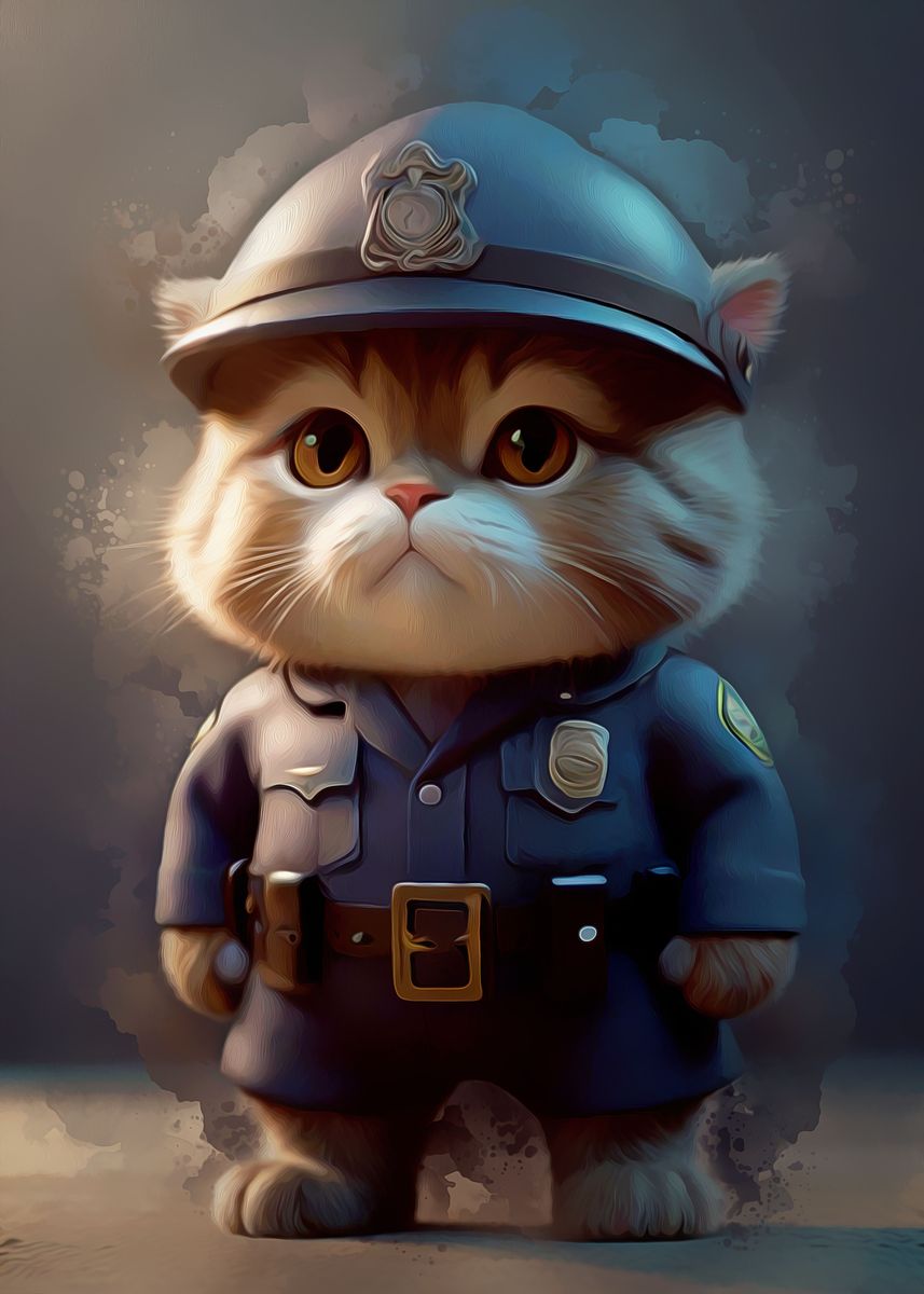 'cute kitty police' Poster, picture, metal print, paint by nawangza ...