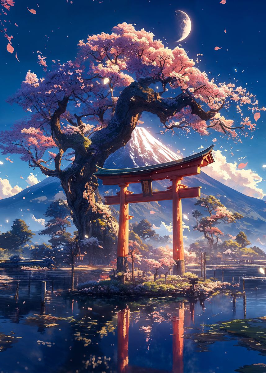 'japanese sakura tree' Poster, picture, metal print, paint by Adel S ...