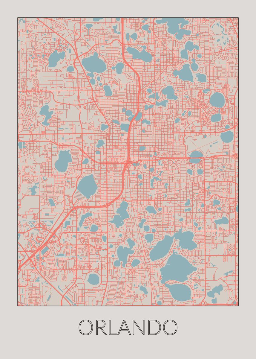 'Orlando Vintage Map' Poster, picture, metal print, paint by dkDesign ...