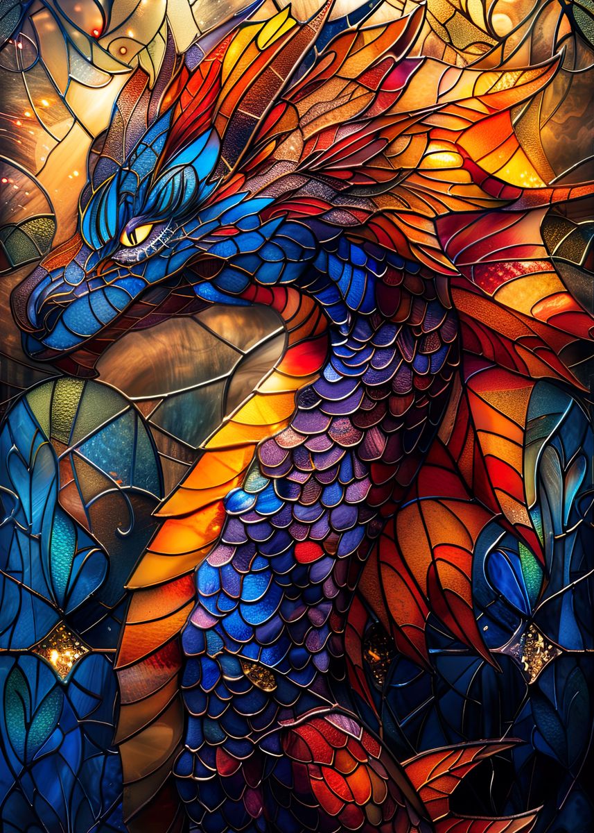 'Stained Glass Dragon' Poster, picture, metal print, paint by hassen ...