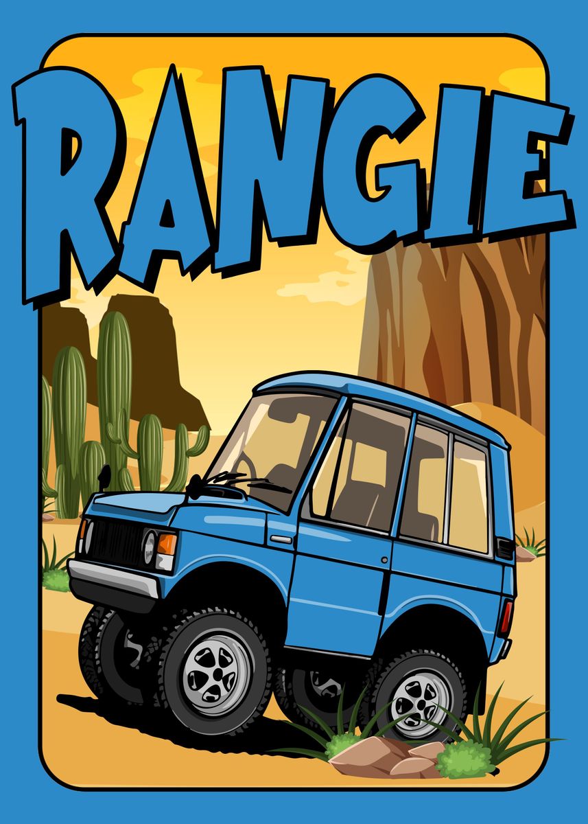 'Classic Rangie Car Cartoon' Poster, picture, metal print, paint by ...