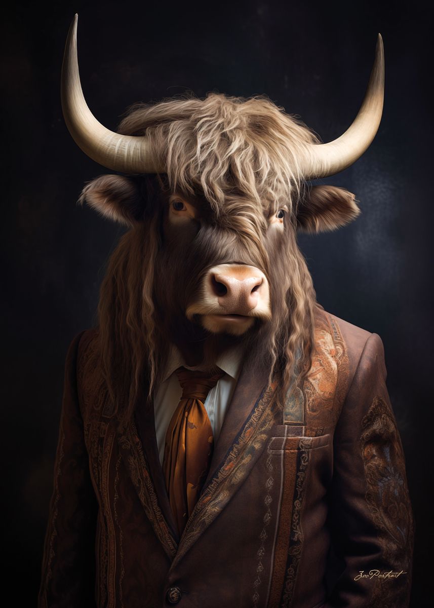'Yak Vintage Portrait' Poster, picture, metal print, paint by Clement ...