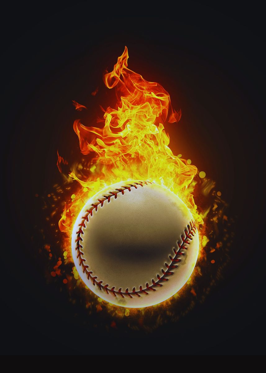 'Fire Baseball Cool' Poster, picture, metal print, paint by Wijaki ...