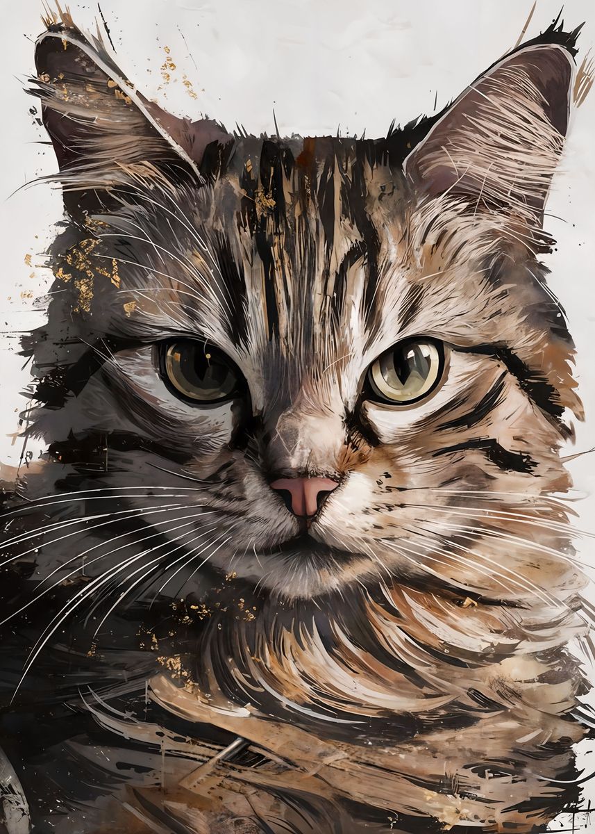 'Cat' Poster, picture, metal print, paint by Lukasz Kobylka | Displate