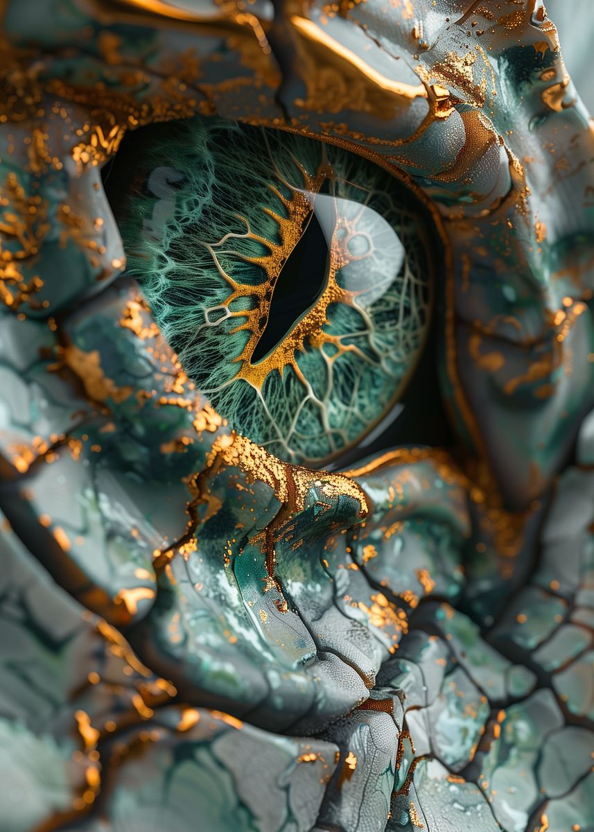 'Dragon Eye Kintsugi Art' Poster, picture, metal print, paint by ...