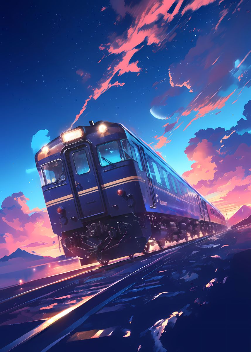 'Anime Galactic Train Ride' Poster, picture, metal print, paint by ...