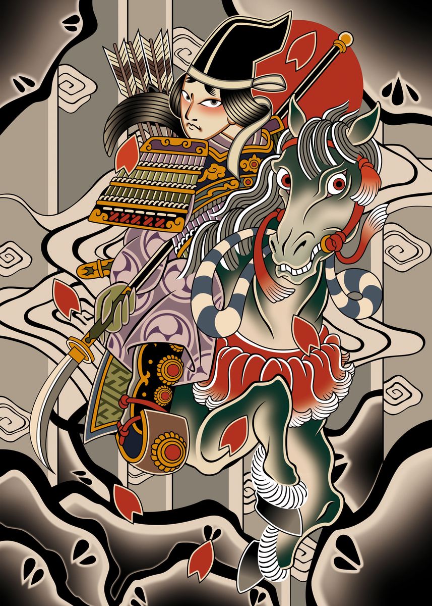'Tomoe Gozen ' Poster, picture, metal print, paint by Black Hole Art ...