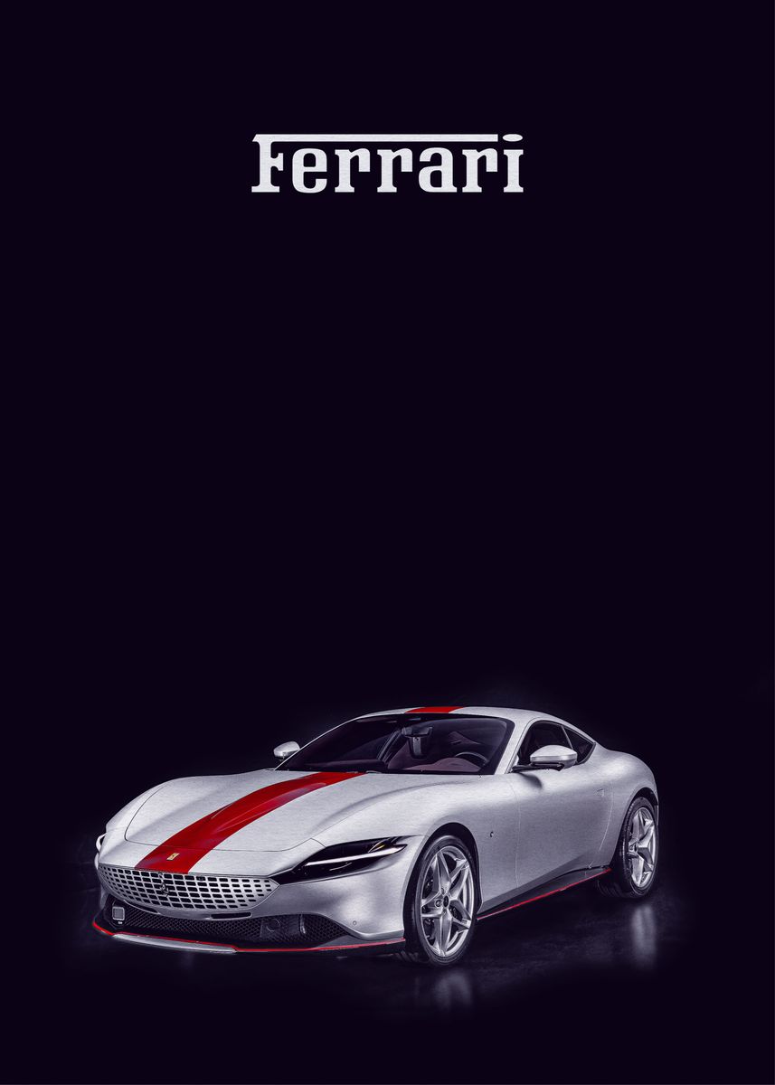 'Ferrari Roma' Poster, picture, metal print, paint by Lee Rocks | Displate