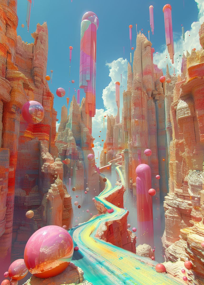 'Alien Landscape' Poster, picture, metal print, paint by Zach | Displate