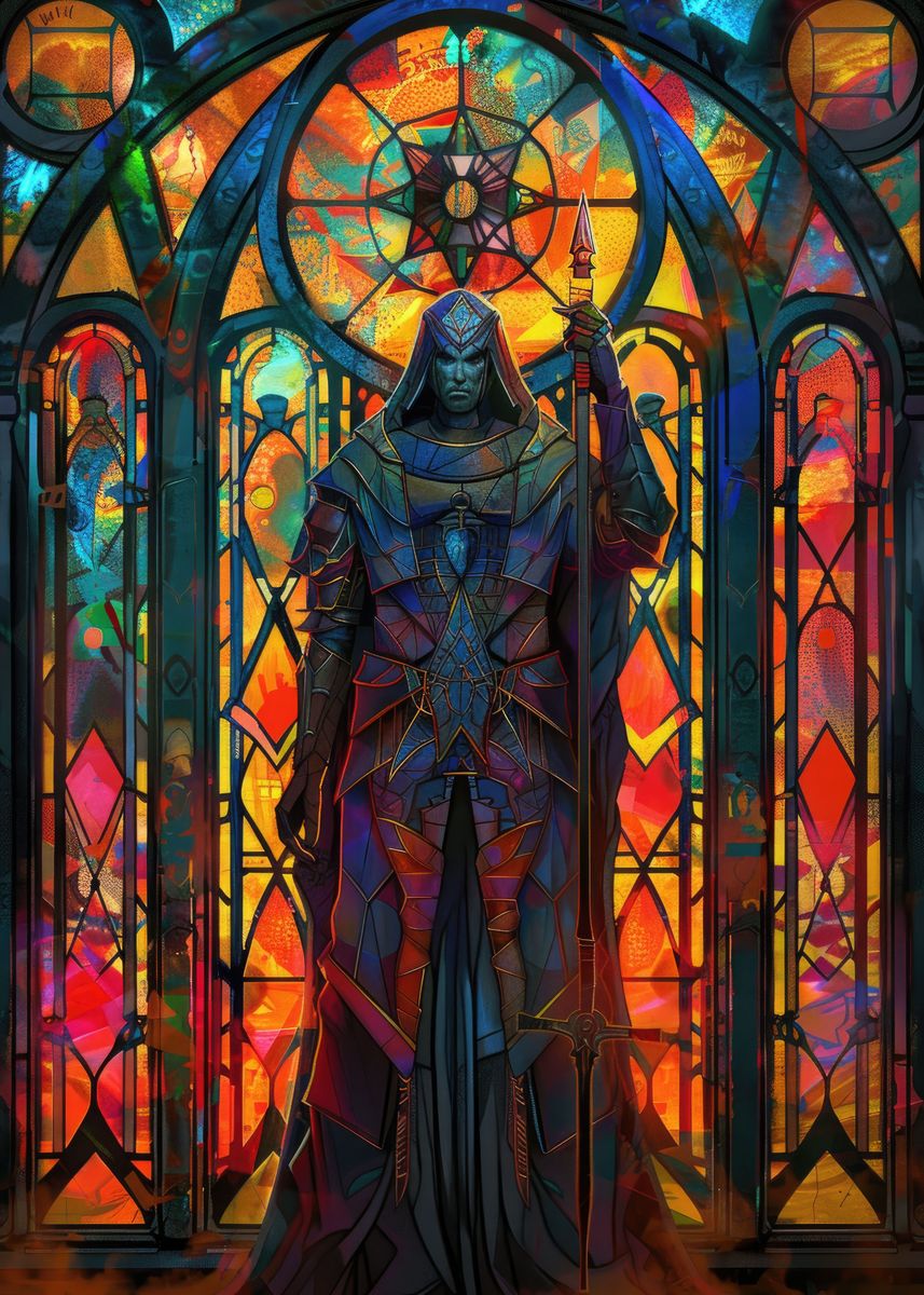 'Stained Glass Sentinel' Poster, picture, metal print, paint by Mezma ...