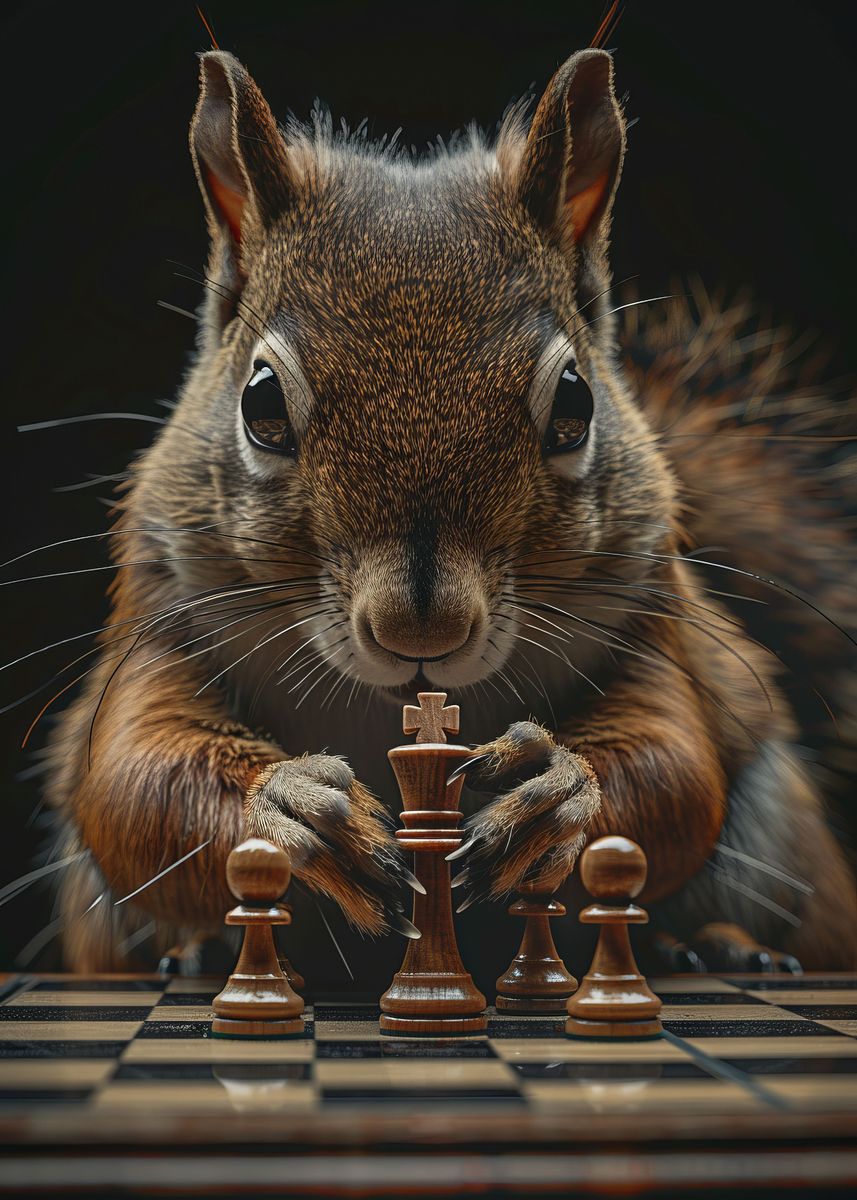 'Squirrel Chess' Poster, picture, metal print, paint by Henning ...