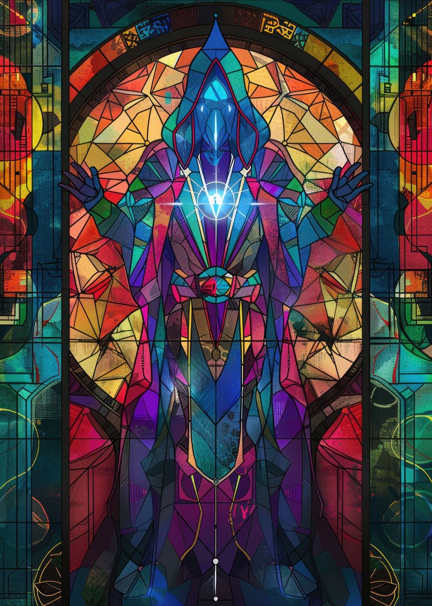 'Stained Glass Caster' Poster, picture, metal print, paint by Mezma and ...