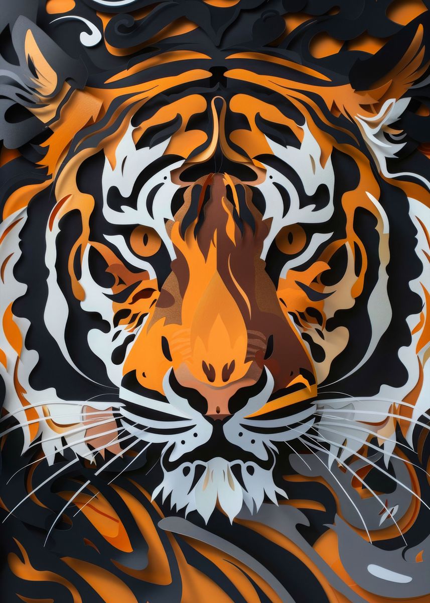 'Tiger Paper Craft' Poster, picture, metal print, paint by Morgan Yon ...