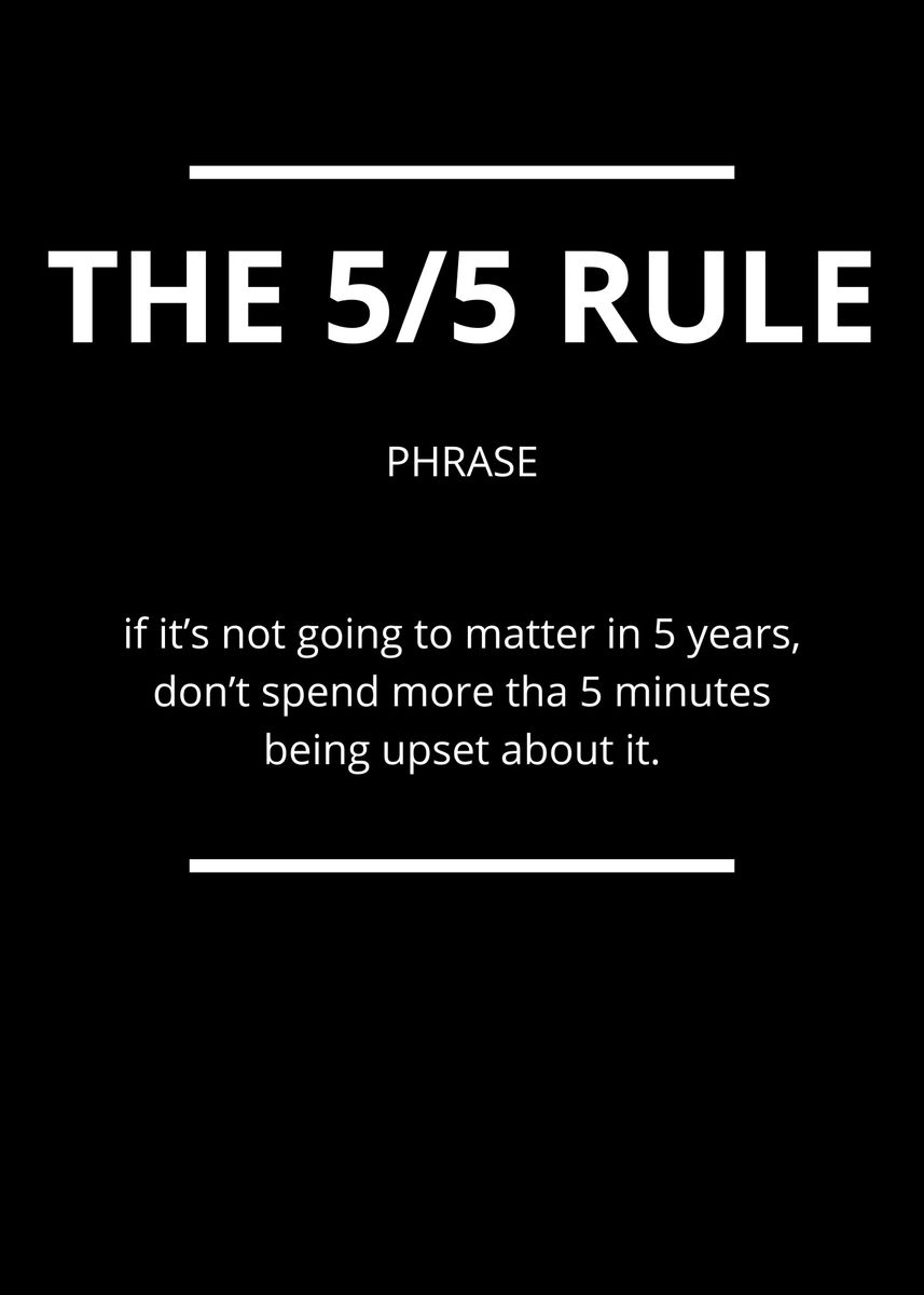 'The 5 5 Rule Motivational' Poster, picture, metal print, paint by ...