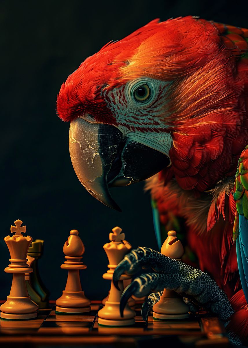 'Parrot Chess' Poster, picture, metal print, paint by Henning Seiffert ...