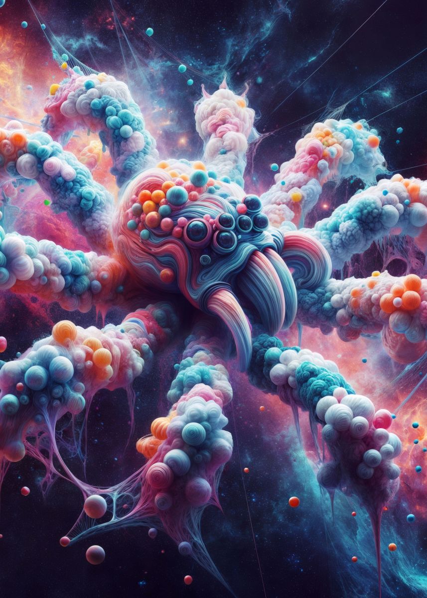 'Cotton candy space spider' Poster, picture, metal print, paint by ...