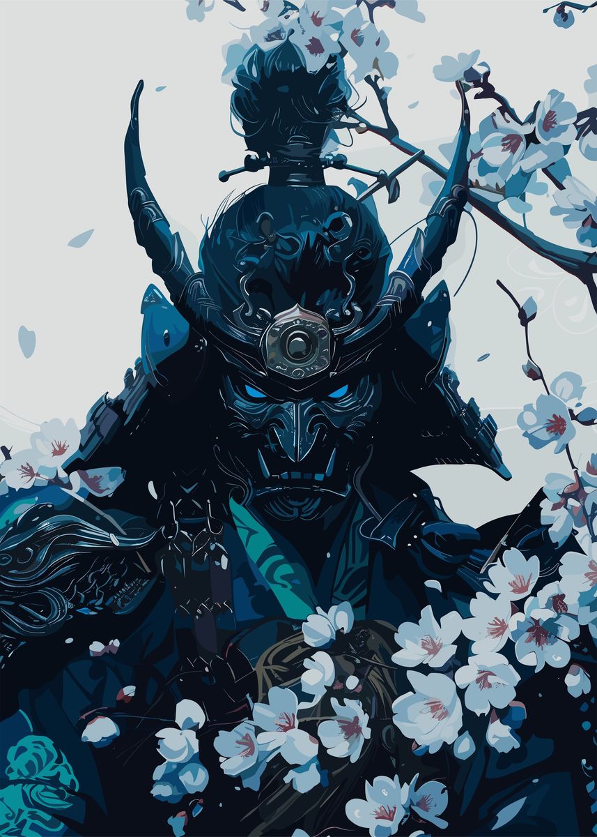 'Blue Samurai Japan' Poster, picture, metal print, paint by Erick Sato ...