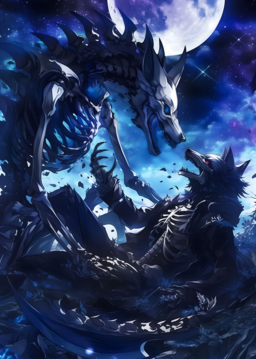 'Death Wolf Anime Night' Poster, picture, metal print, paint by ...