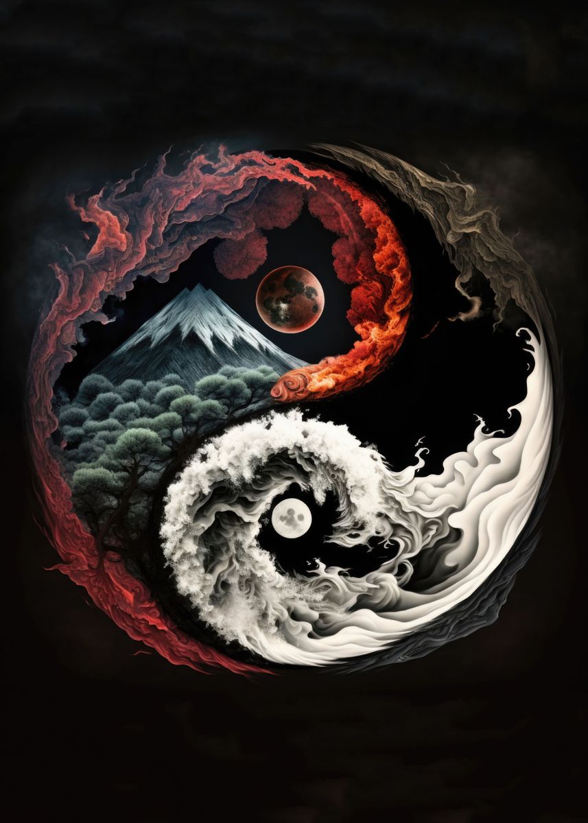 'Volcano Yin and Yang' Poster, picture, metal print, paint by ...