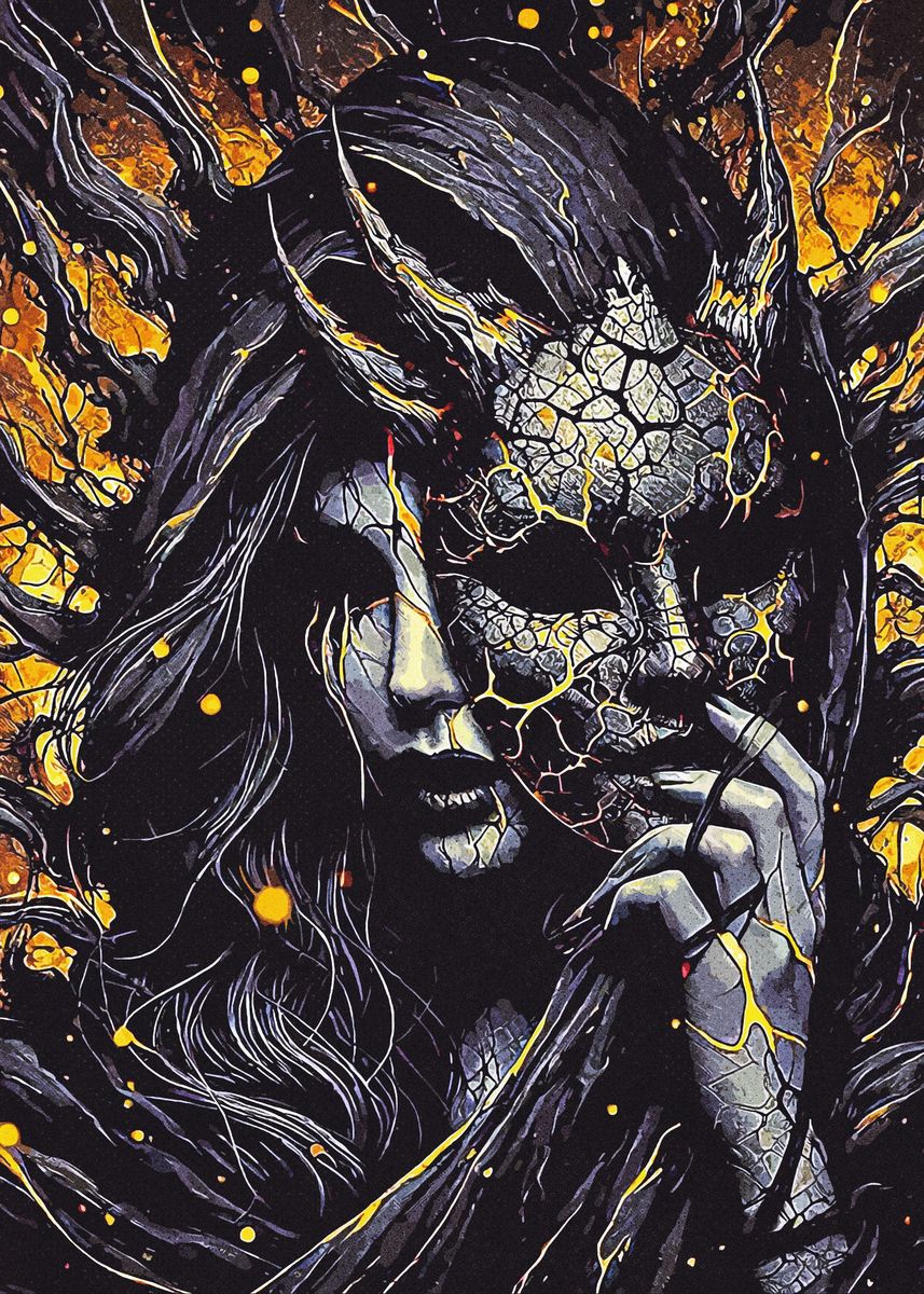 'Kintsugi Mask ' Poster, picture, metal print, paint by Hamka Risha ...