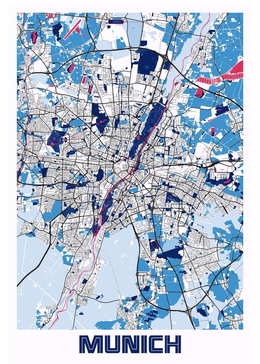 'Munich' Poster, picture, metal print, paint by Big City | Displate