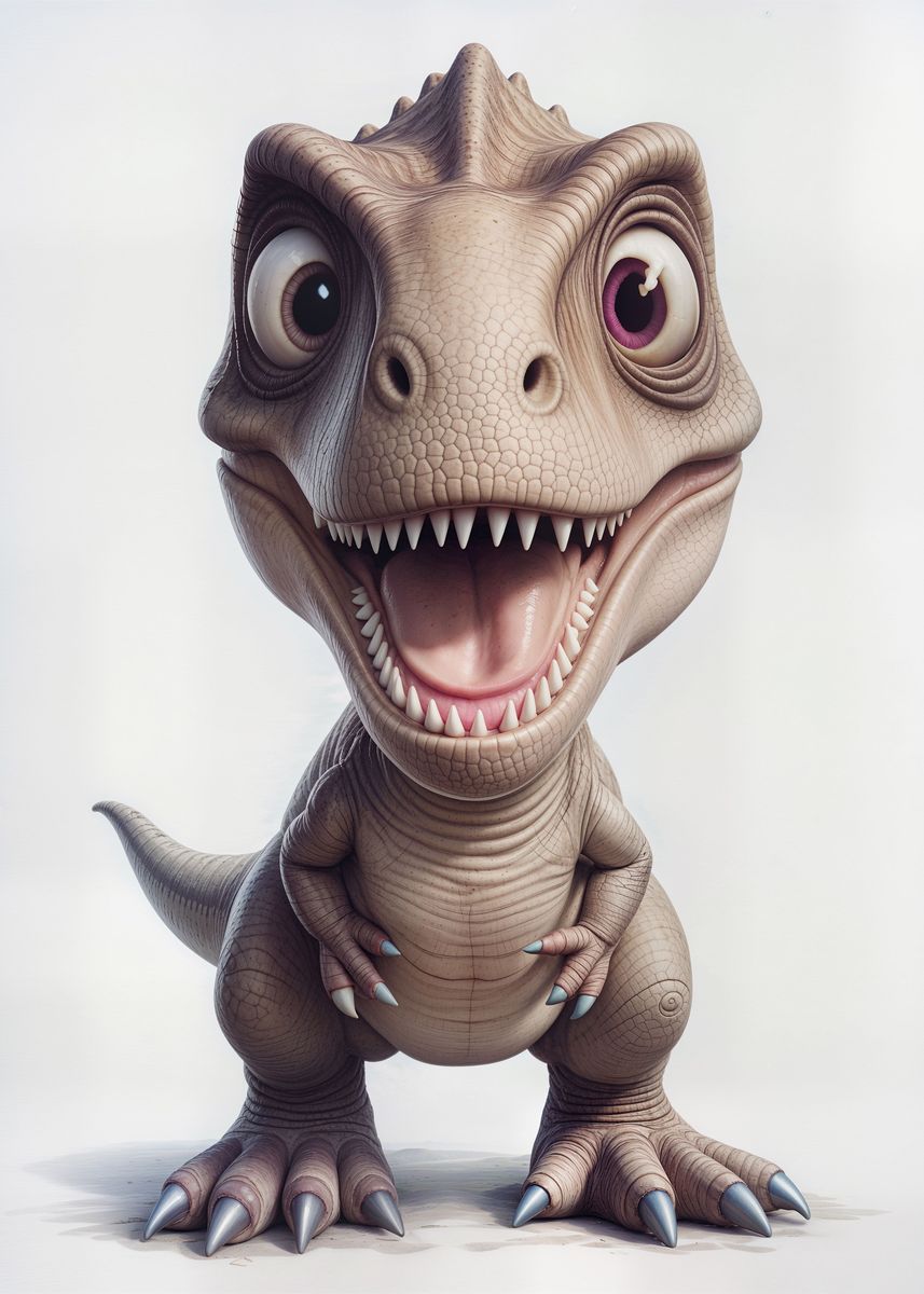 'Tiny TRex' Poster, picture, metal print, paint by DervlexArt | Displate