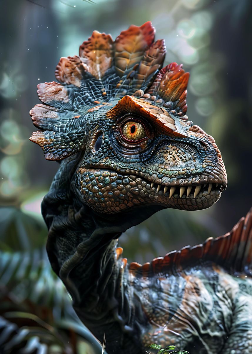 'Jurassic Dilophosaurus' Poster, picture, metal print, paint by Aurora ...