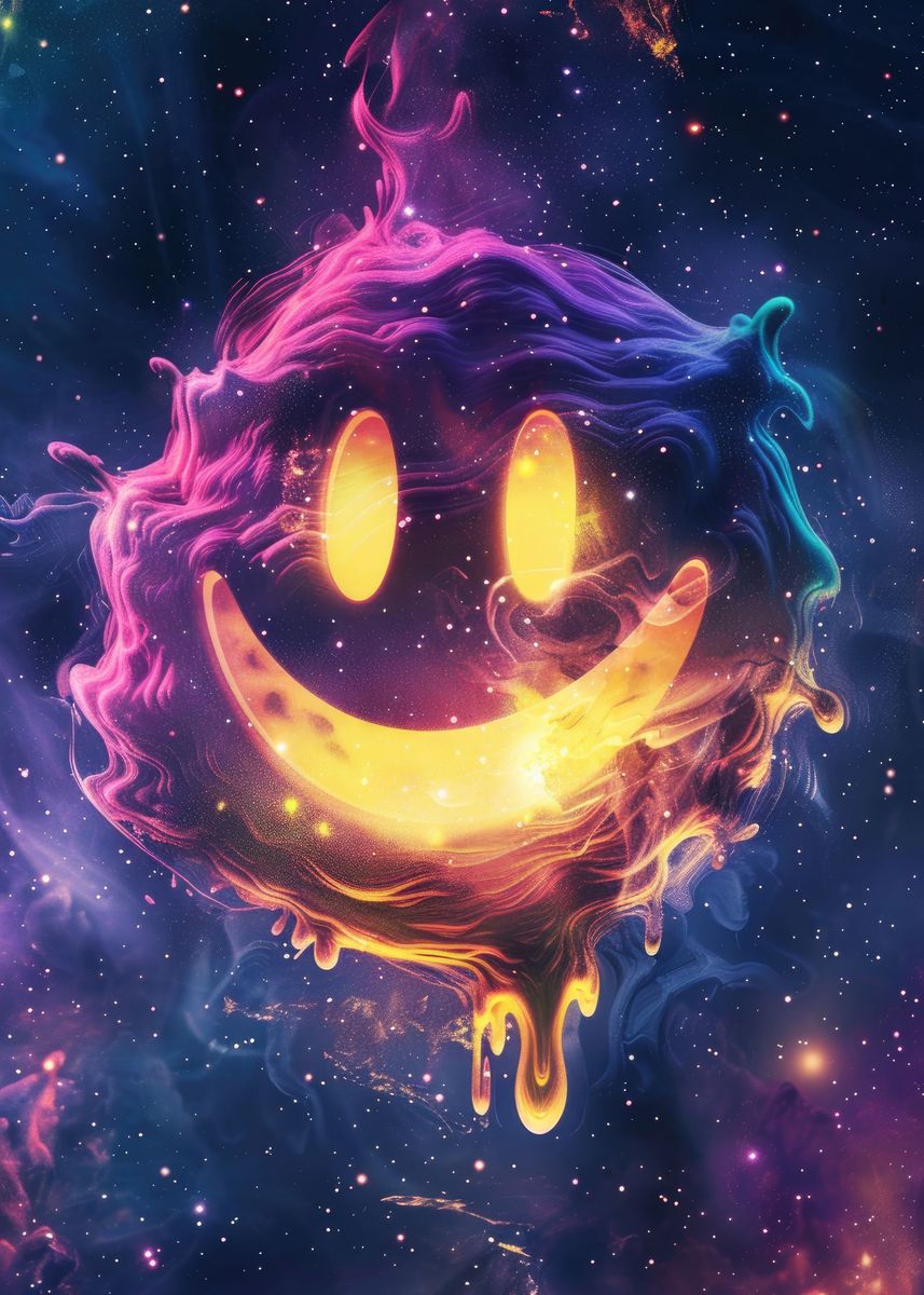 'Cosmic Psychedelic Smiley' Poster, picture, metal print, paint by ...