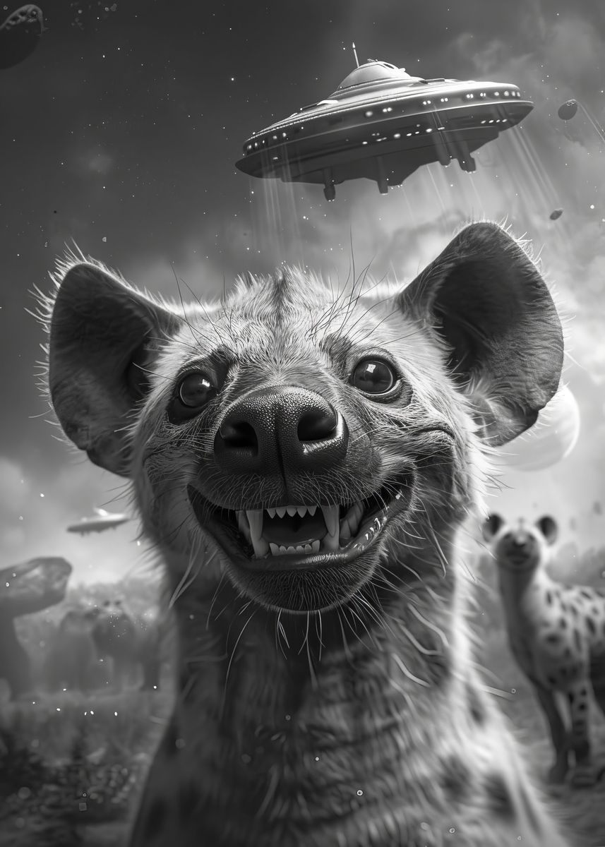 'UFO Alien Hyena' Poster, picture, metal print, paint by Henning ...