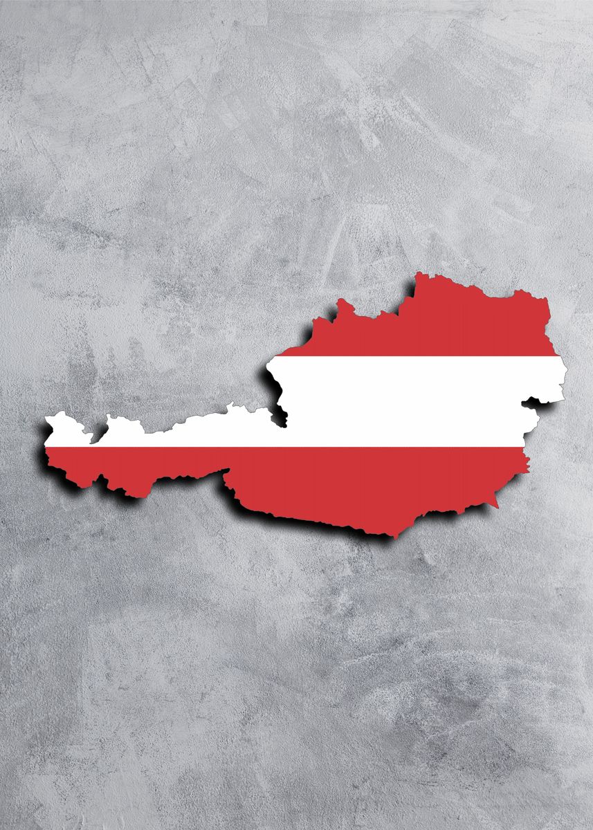 'austria flag maps' Poster, picture, metal print, paint by Limited Edition Posters | Displate