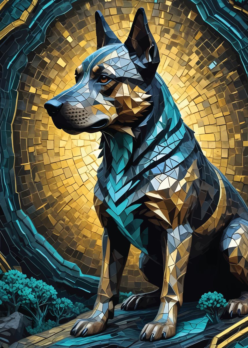 'dog animal Kintsugi' Poster, picture, metal print, paint by ALEX GREZ ...