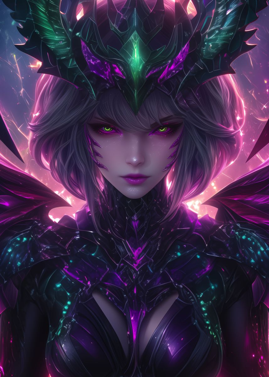 'Neon Cybergoth demoness' Poster, picture, metal print, paint by Aryan ...