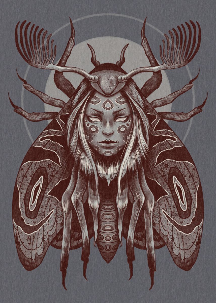 'Moth' Poster, picture, metal print, paint by Martyna Lejman | Displate