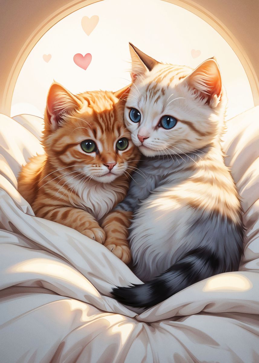 'Catty Companions' Poster, picture, metal print, paint by FlyingBlade ...