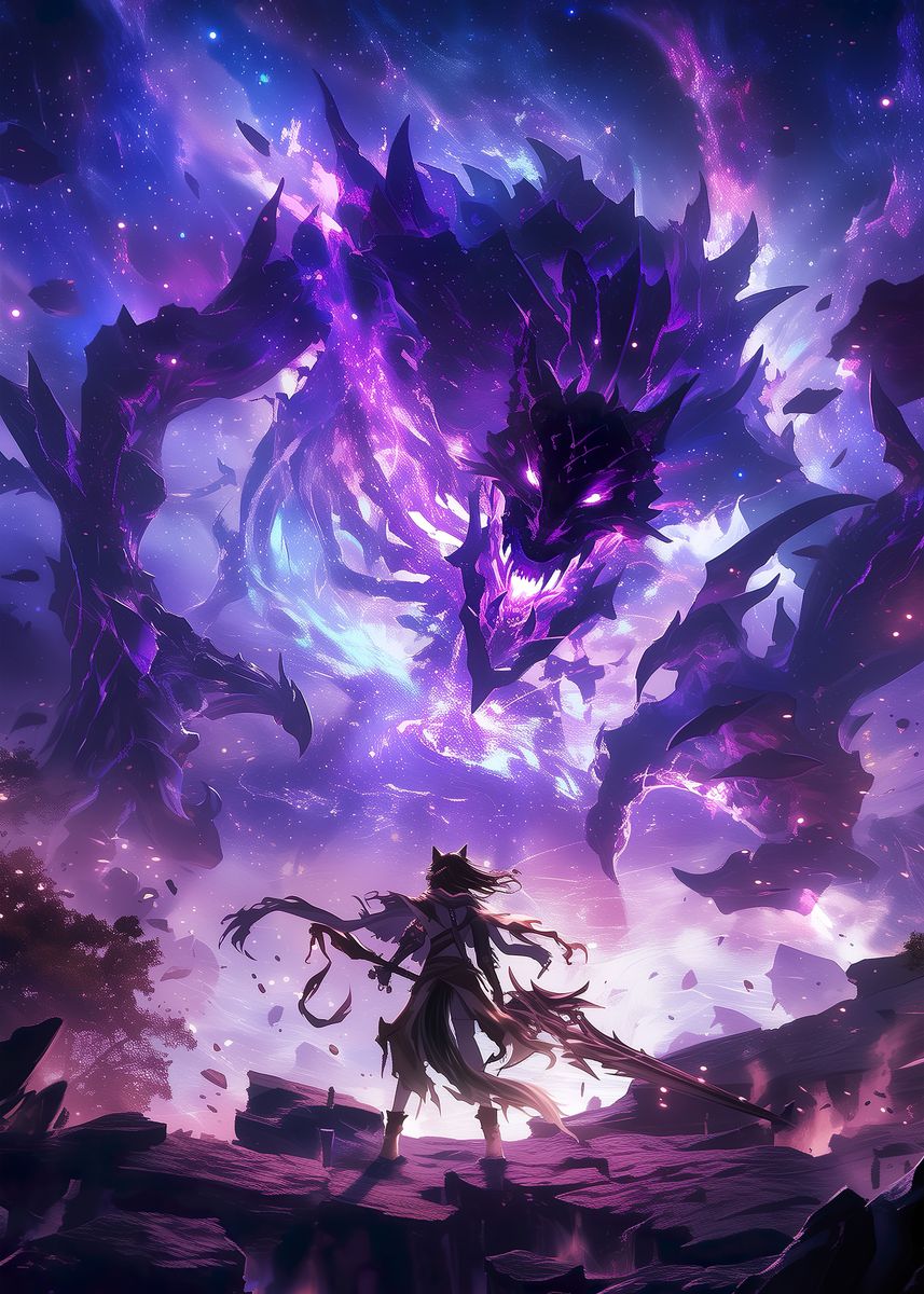 'Anime Fight of Demons' Poster, picture, metal print, paint by ...