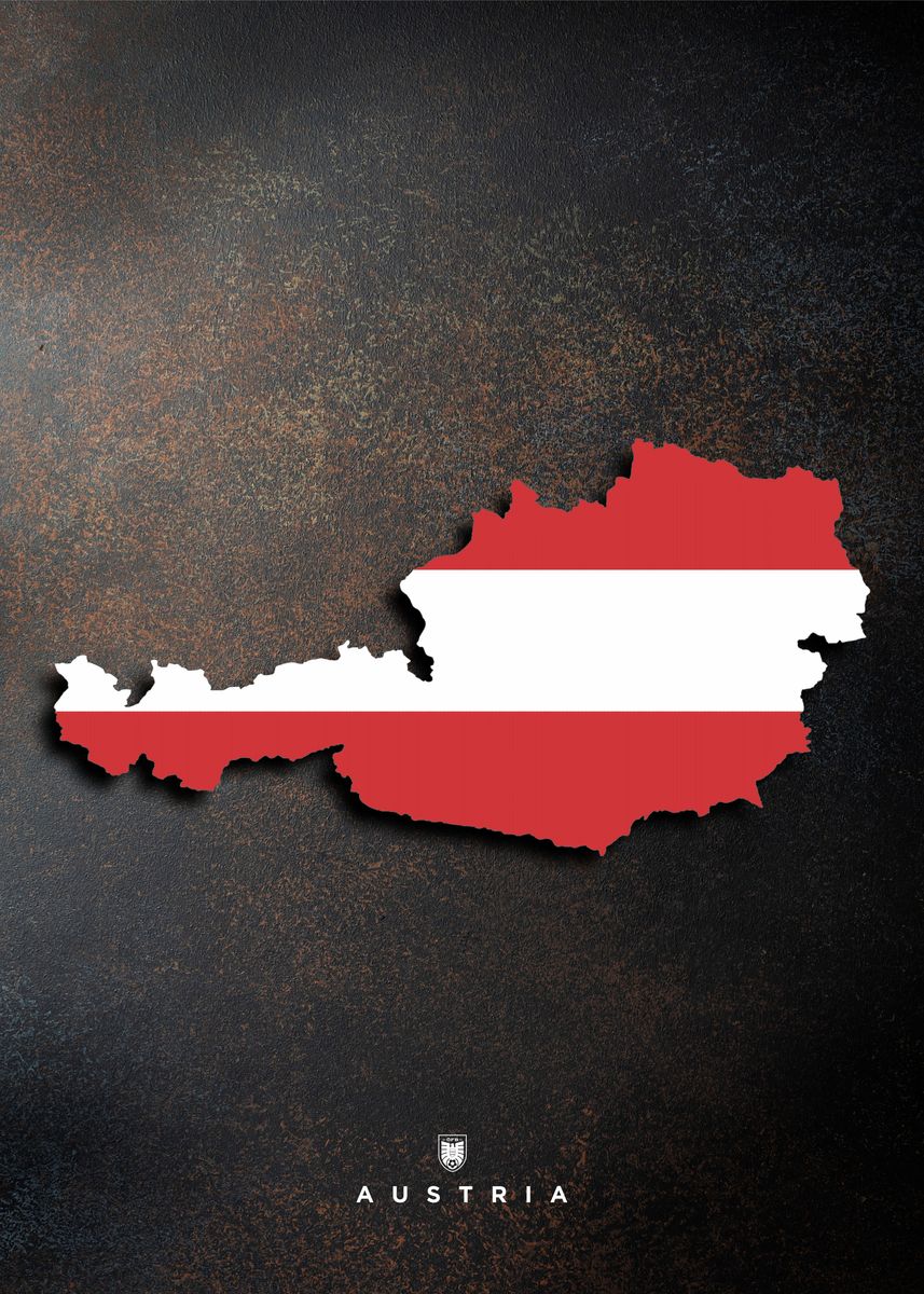 'austria flag maps' Poster, picture, metal print, paint by The Artnesia Posters | Displate