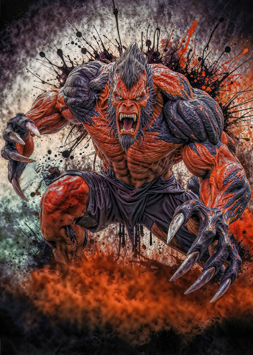 'The red creature' Poster, picture, metal print, paint by JEDART | Displate