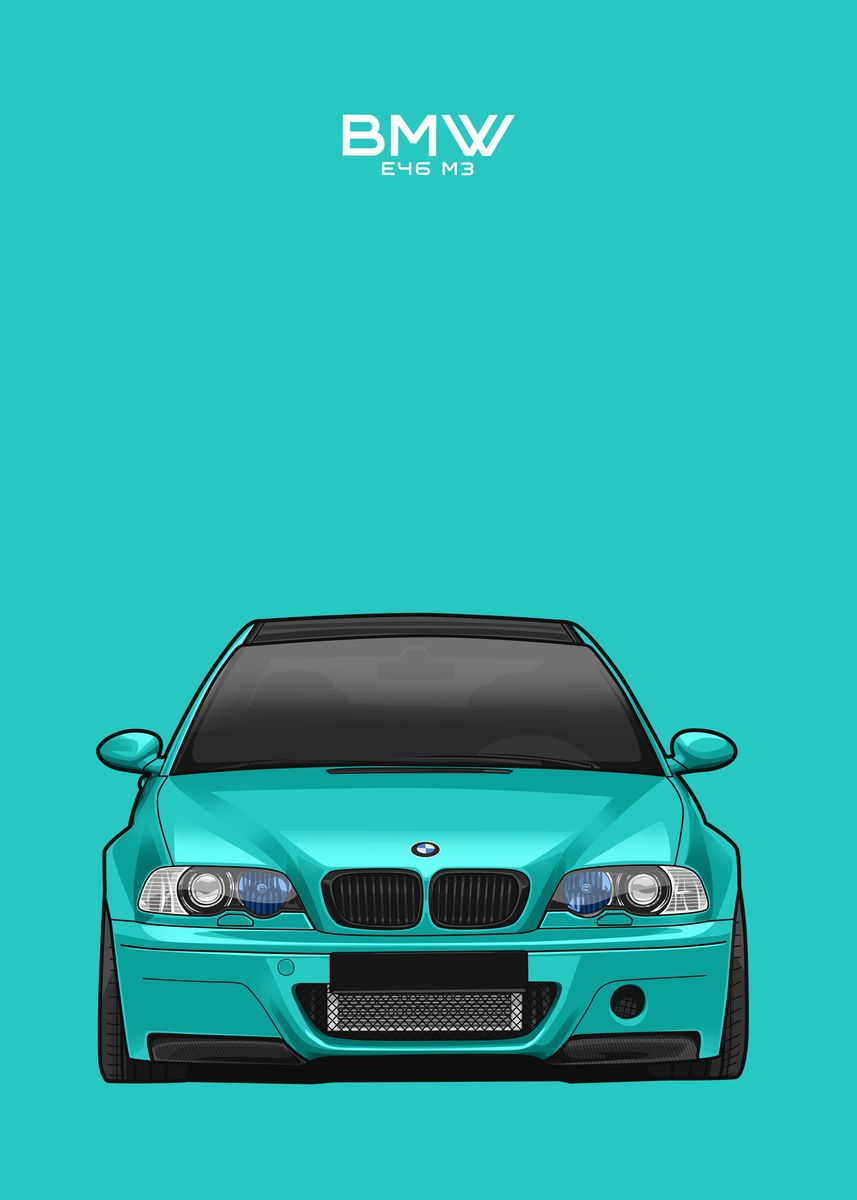 'bmw e46 m3 cyan' Poster, picture, metal print, paint by capture art ...