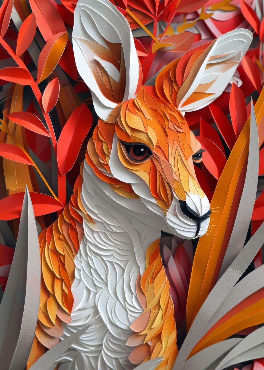 'Kangaroo Paper Craft' Poster, picture, metal print, paint by Morgan ...