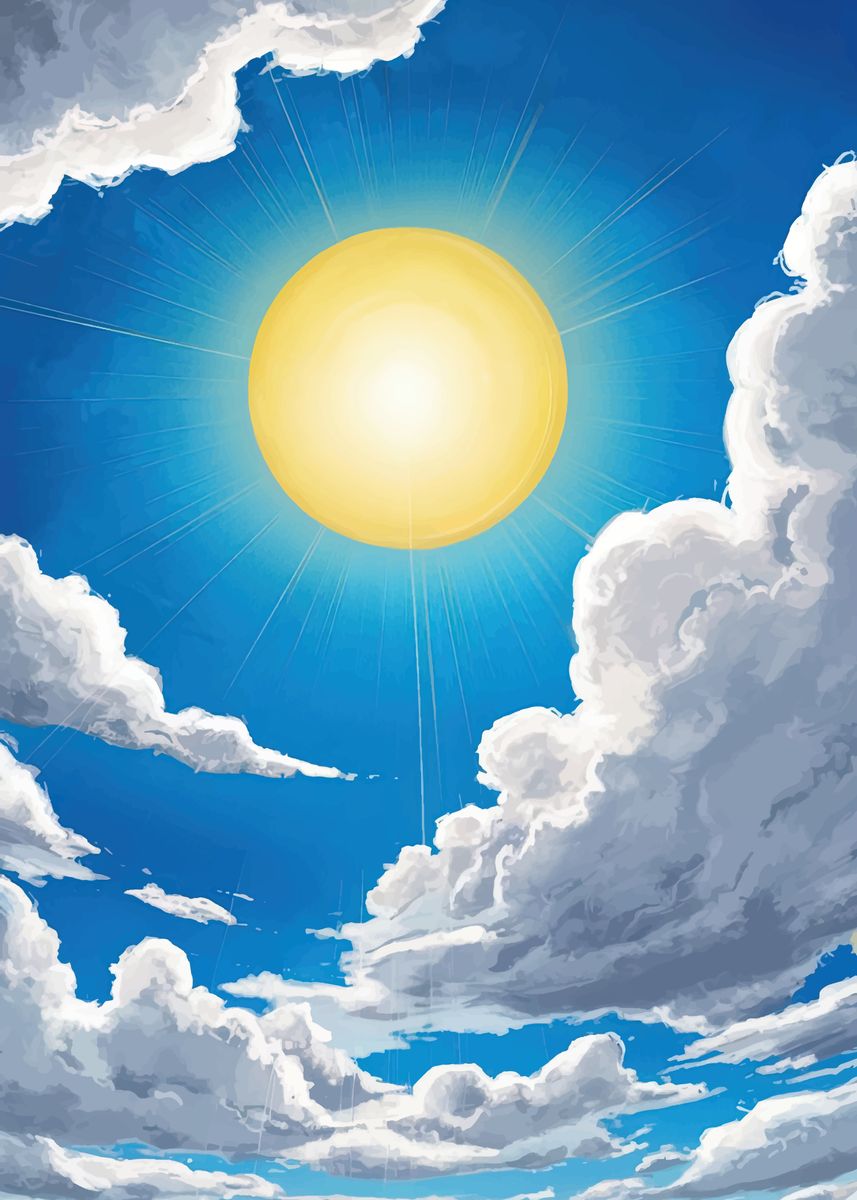 'Big Sun' Poster, picture, metal print, paint by FlowCad | Displate