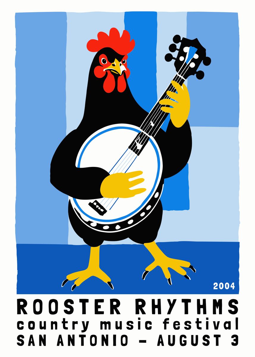 'Rooster Rhythms Country' Poster, picture, metal print, paint by ...